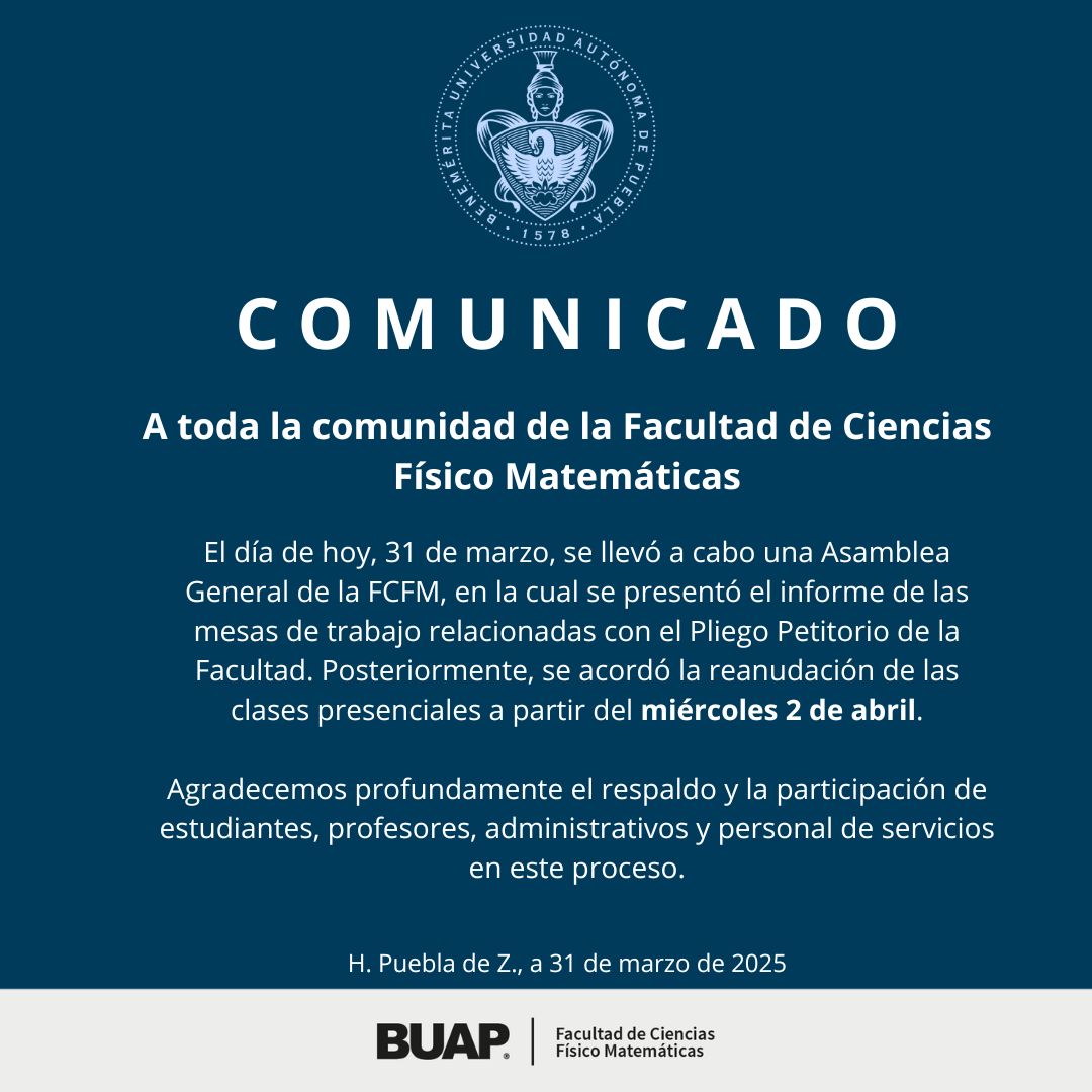 FCFM: Facultad de Ciencias Físico Matemáticas de la BUAP