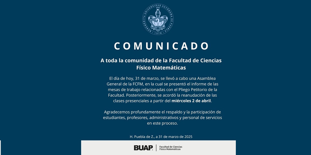 FCFM: Facultad de Ciencias Físico Matemáticas de la BUAP